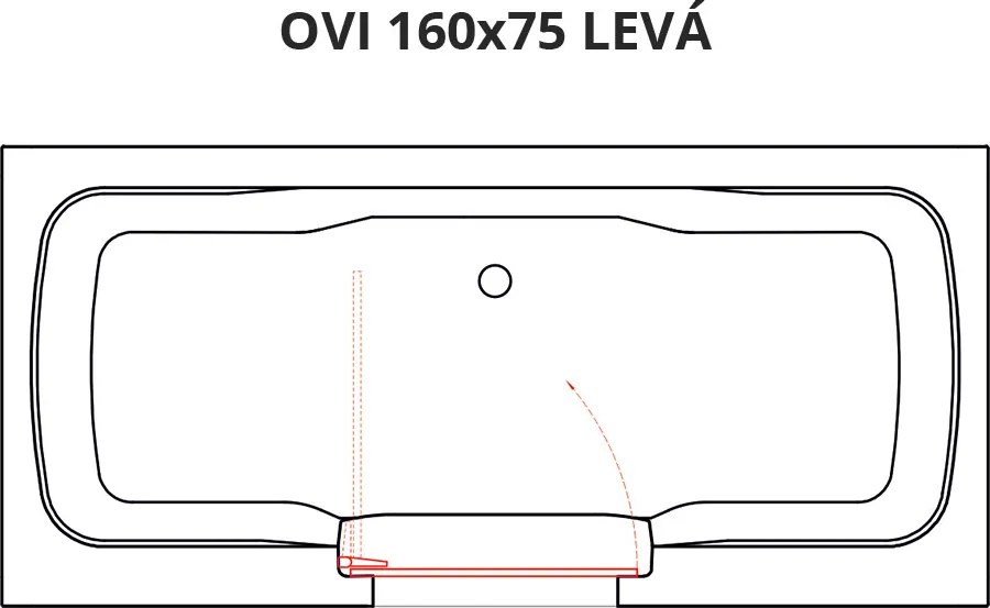 Vana s dvířky Polimat OVI 160x75 LEVÁ s bílým čelním krycím panelem + vanový sifon automat s přepadem VABPS-ZU 70
