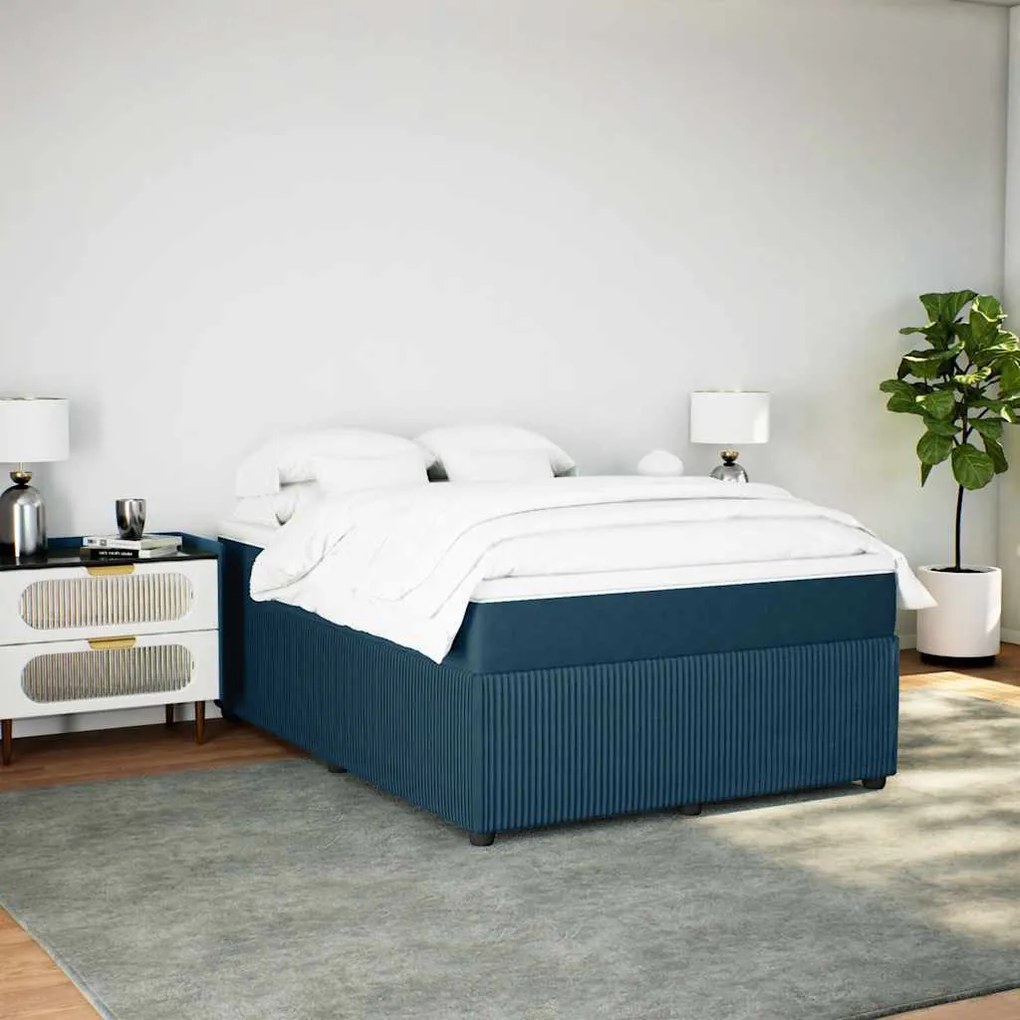 Box spring postel s matrací tmavě modrá 140x200 cm samet 3285648
