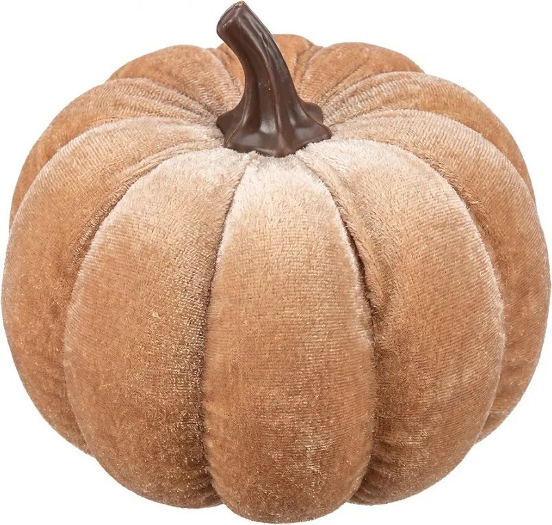 Béžová dekorační sametová dýně Pumpkin Velvet - Ø 10 cm