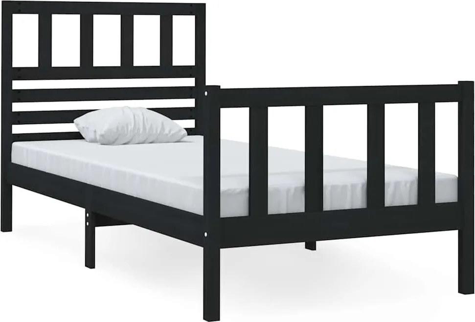 Rám postele černý 75 x 190 cm Small Single masivní dřevo 3101117