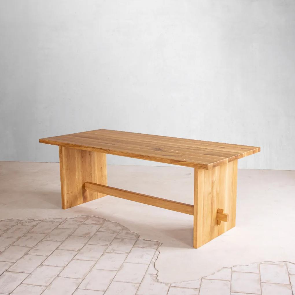 KULHÁNEK Jídelní stůl z dubového dřeva - trnož s klínem Velikost desky: 180x80 cm