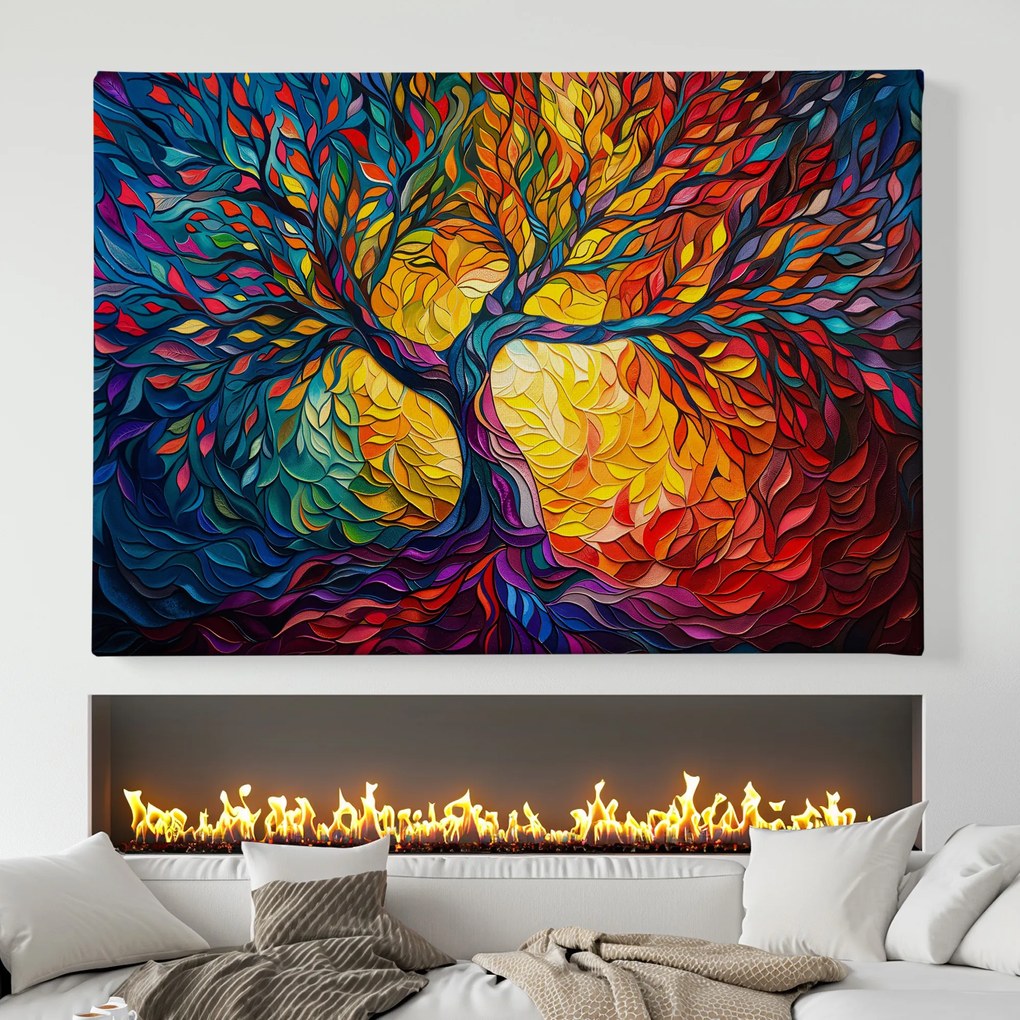 Obraz na plátně - Strom života Listy do větru FeelHappy.cz Velikost obrazu (šířka x výška): 120 x 80 cm