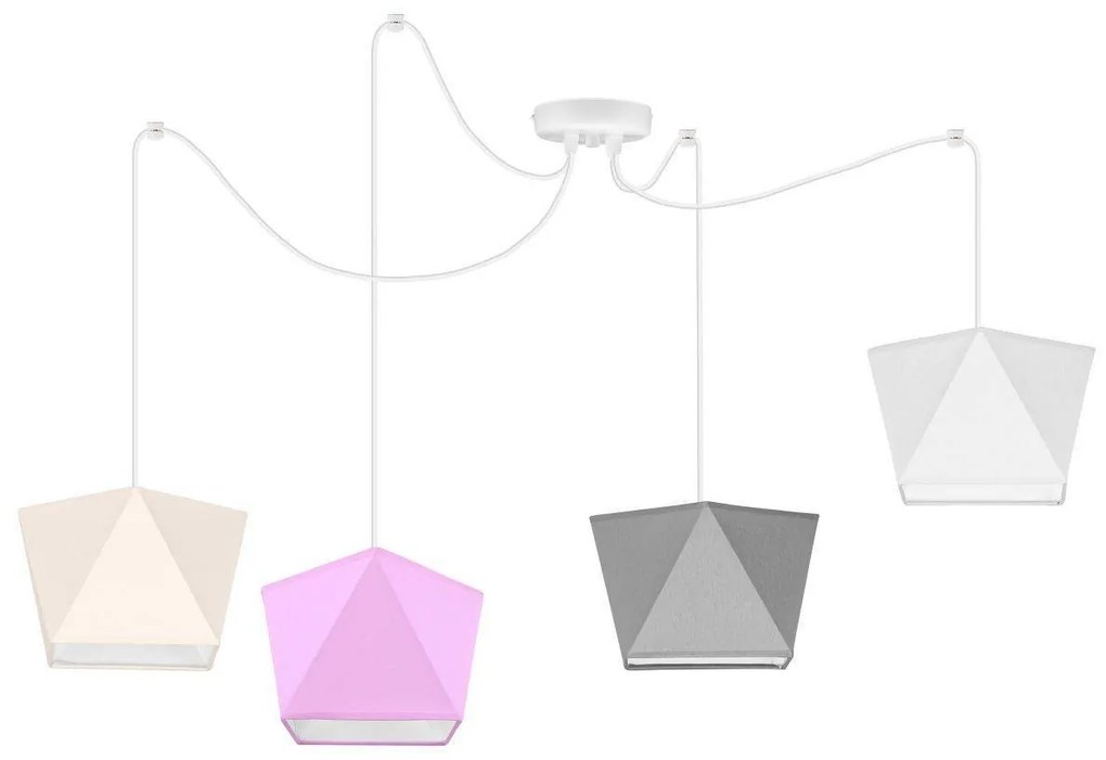 Závěsné svítidlo DIAMOND SPIDER, 4x textilní stínítko (mix 10 barev), (výběr ze 2 barev konstrukce)