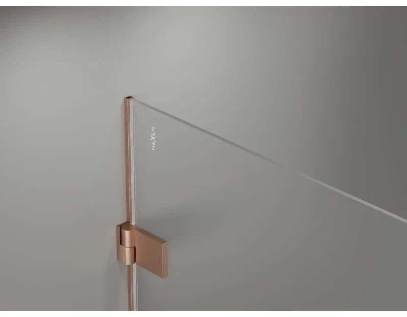 Mexen Lunar-B Duo výklopný sprchový kout 100 x 70 cm, čiré sklo, měděná matná, 832-100L-070P-65-00