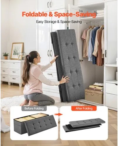 Skládací úložný taburet VEVOR, 540 × 345 × 345 mm – 1100 × 380 × 380 mm