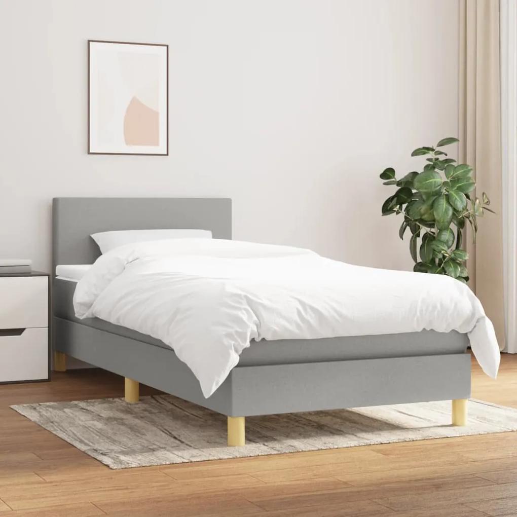 Box spring postel s matrací světle šedá 90x190 cm textil,  3140417