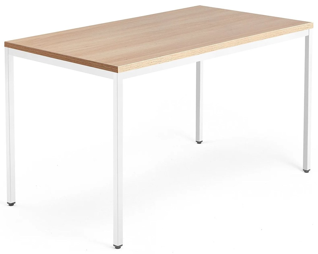 AJ Produkty Psací stůl MODULUS, 4 nohy, 1400x800 mm, bílý rám, dub