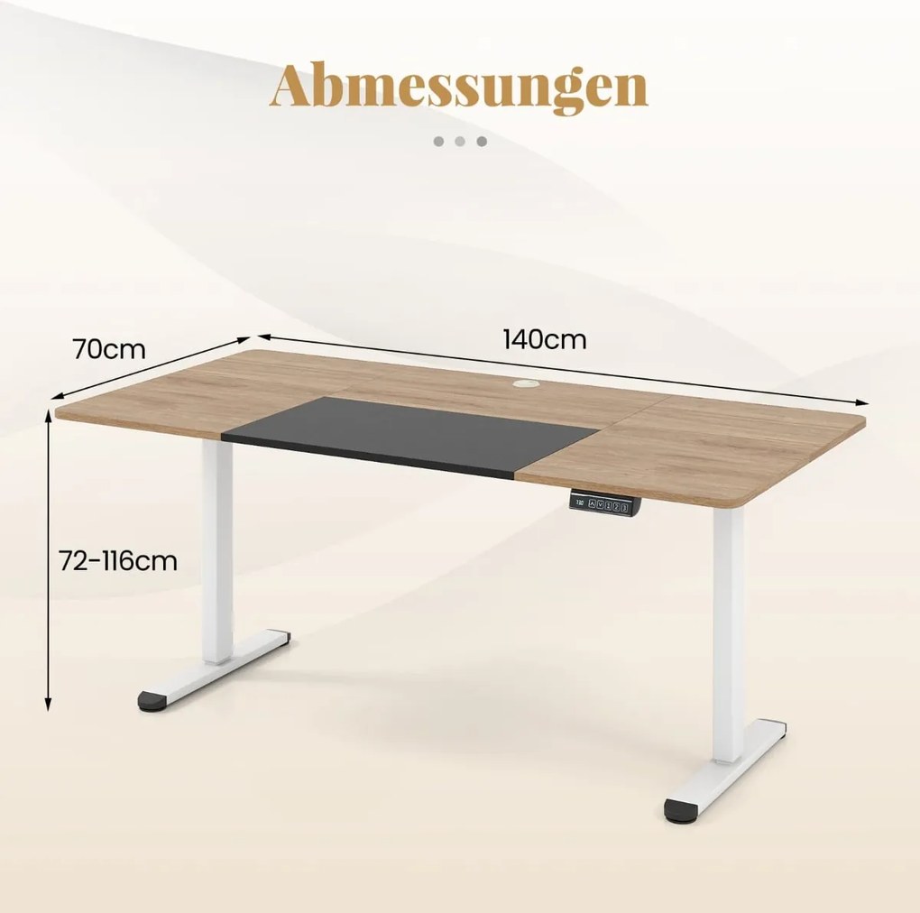 Costway Elektrický stojánek výškově nastavitelný stůl ergonomický stojánek