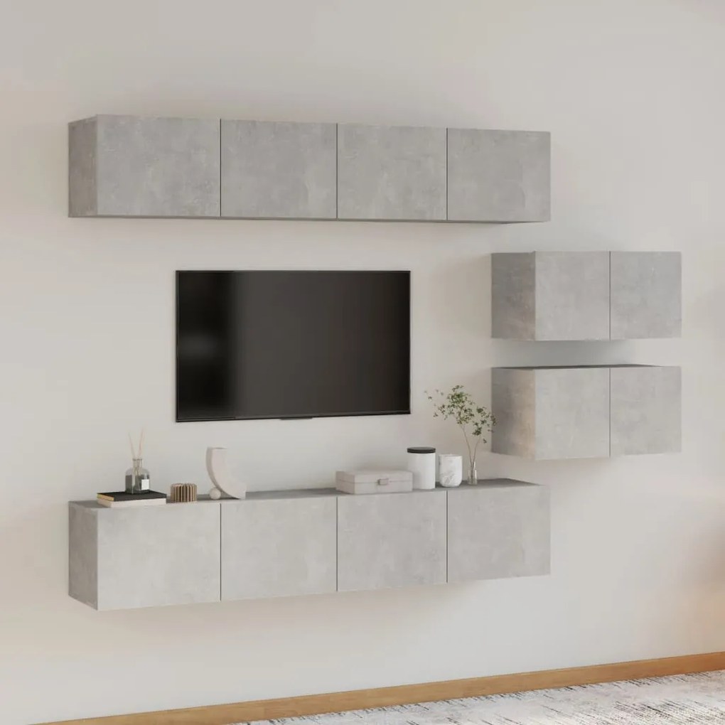6dílný set TV skříněk betonově šedý kompozitní dřevo 3114601