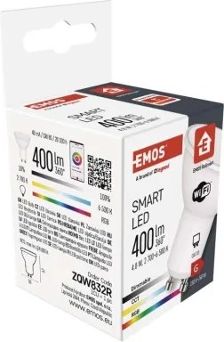 Emos lighting Chytrá LED žárovka GoSmart MR16 / GU10 / 4,8 W (35 W) / 400 lm / RGB / stmívatelná / WiFi 1525500500
