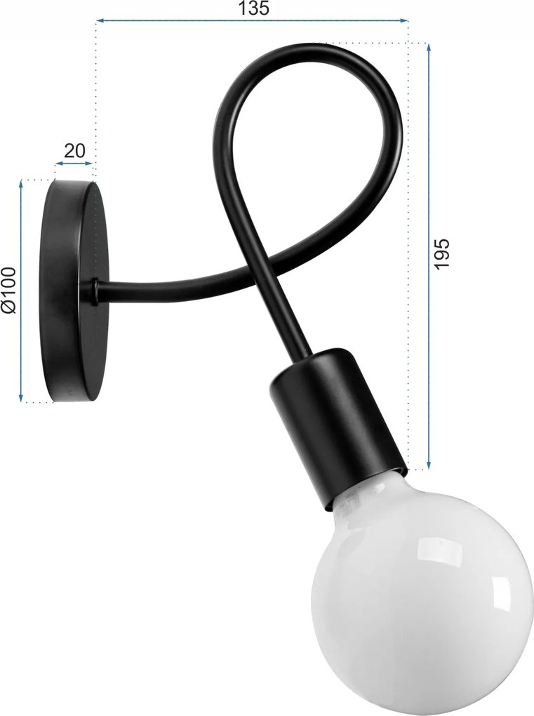Toolight - Nástěnná kovová lampa na zeď PARADISE 1xE27 60W 392199, černá, OSW-04008