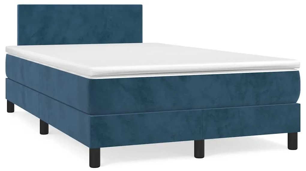 Box spring postel s matrací a LED tmavě modrá 120x190 cm samet 3270145