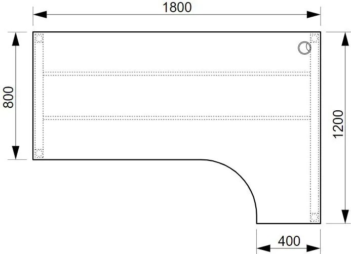 Kancelářský pracovní stůl Hobis Ergo UEO1800L, bílá RAL 9016, deskabuk