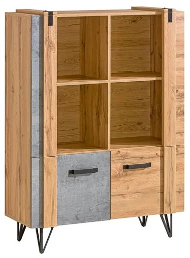 Komoda LOFTER 04 beton milleniu + dub wotan