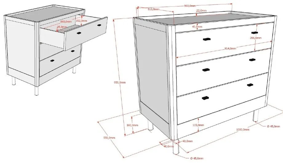 Bílá dětská komoda z bukového dřeva 100x95x55 cm Forrest – Vipack