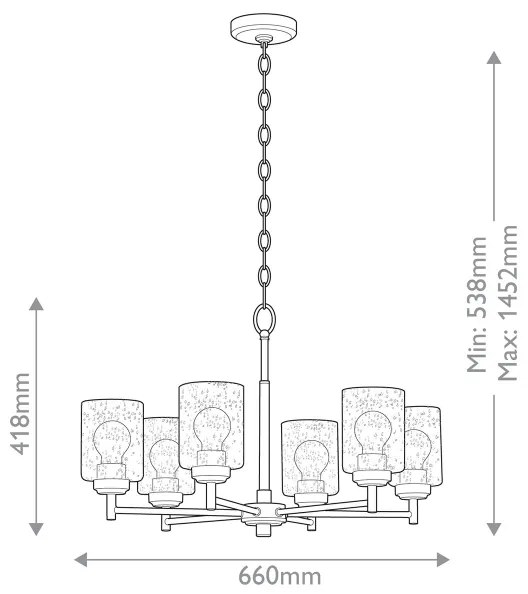 Kichler KL-WINSLOW6-NBR - Lustr na řetězu WINSLOW 6xE27/60W/230V mosaz