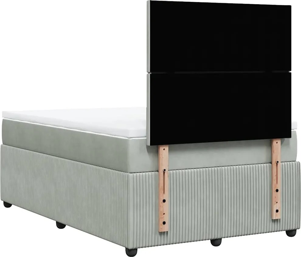 Box spring postel s matrací světle šedá 120x190 cm samet 3292280