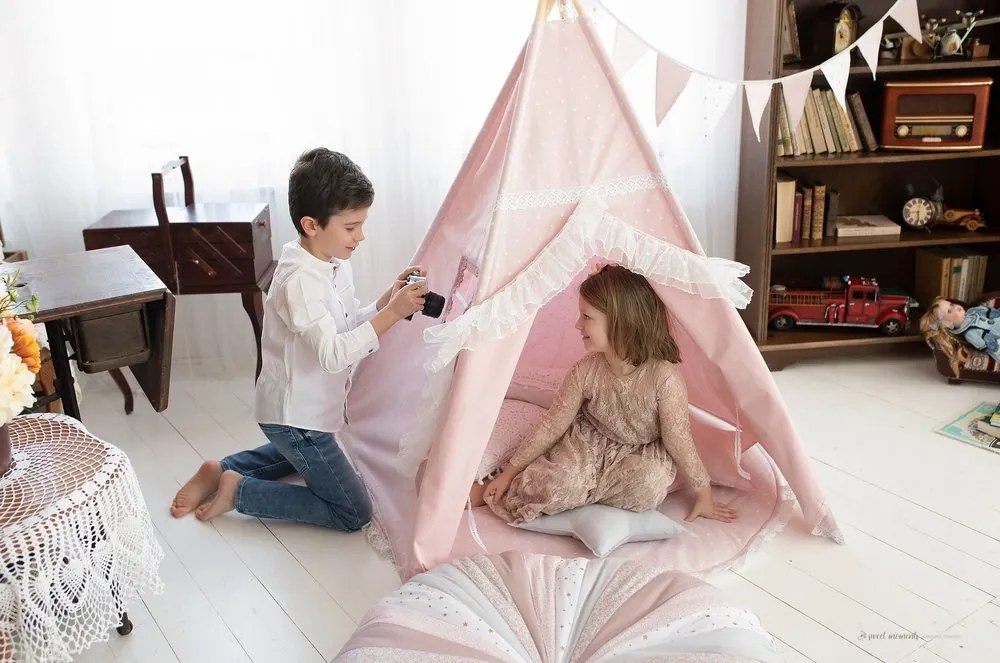 lovel.cz Dětský stan Teepee - Pink Romantic