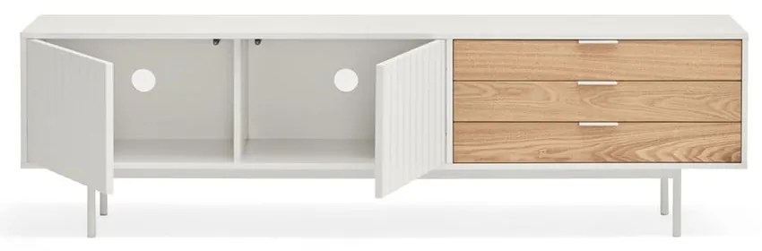 TV stolek v dekoru dubu v bílo-přírodní barvě 180x52 cm Sierra – Teulat