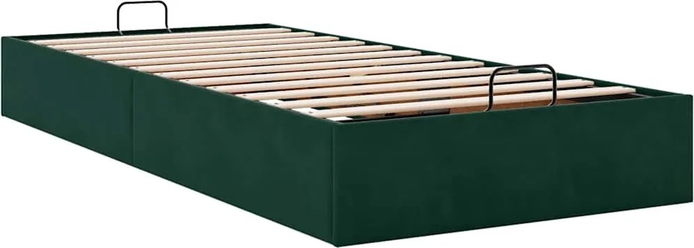 Osmanský rám postele bez matrace tmavě zelené 90x200 cm samet 3310940