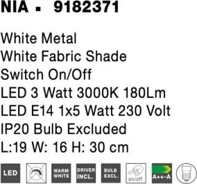 Nástěnné svítidlo NOVA LUCE NIA E27 + LED na čtení 3000K 9182371 bez žárovky
