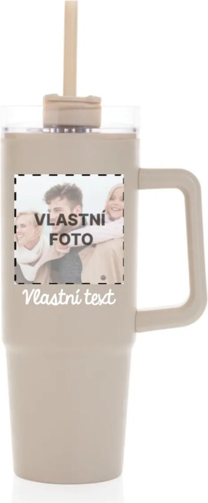 Personalizovaná cestovní termoska s průhledným víčkem s fotografií
