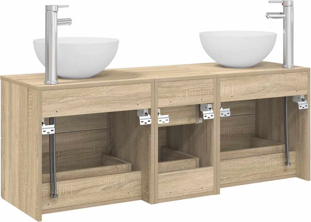 Sada koupelnových skříněk 3 ks Dub sonoma 49,5 x 35 x 63 cm 3405797