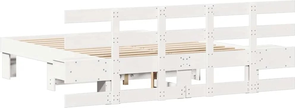 Rám postele s čelo Bílá 140 x 190 cm Masivní borové dřevo 3385695