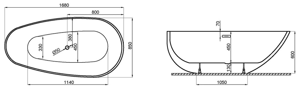 Polimat Akrylátová volně stojící vana Shila 170x85 Rozměry (cm): 170x85, Barva vany: Bílá / růžová lesk