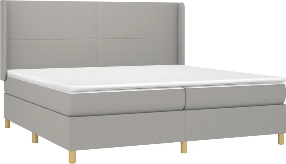 Box spring postel s matrací a LED světle šedá 200x200 cm textil 3138741