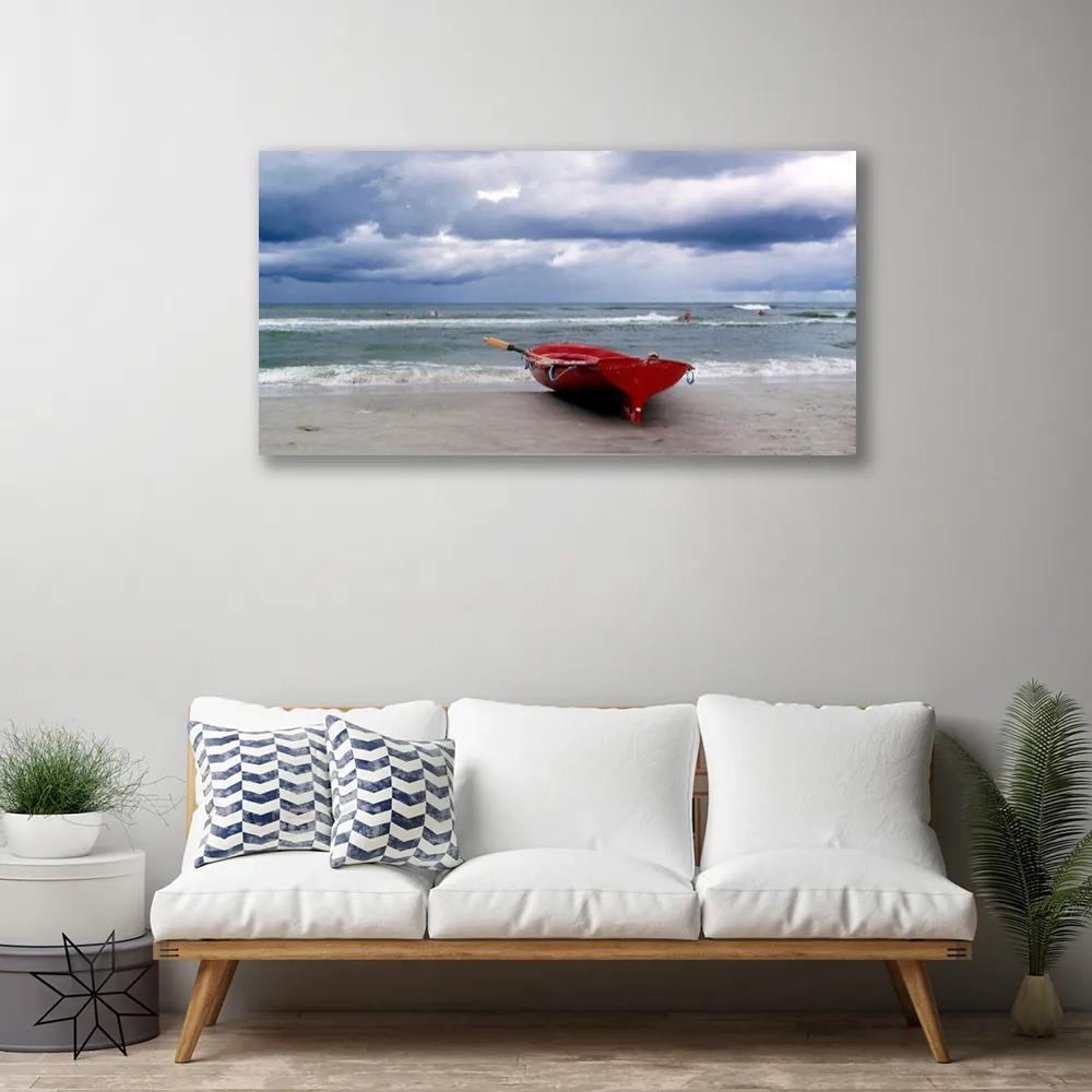 Obraz na plátně Loďka Pláž Moře Krajina 125x50 cm