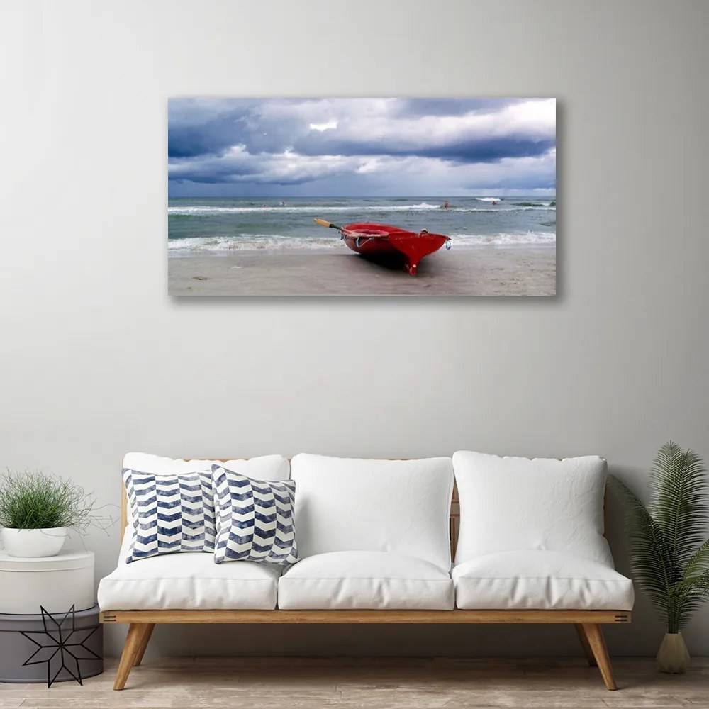 Obraz na plátně Loďka Pláž Moře Krajina 140x70 cm