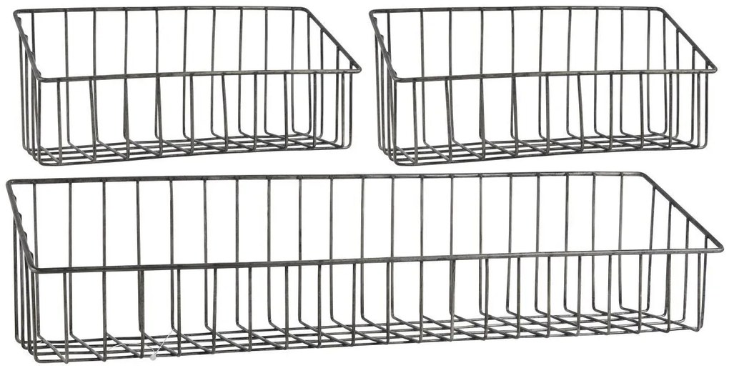 IB LAURSEN Závěsné drátěné košíky Black Iron set 3 ks, černá barva, kov