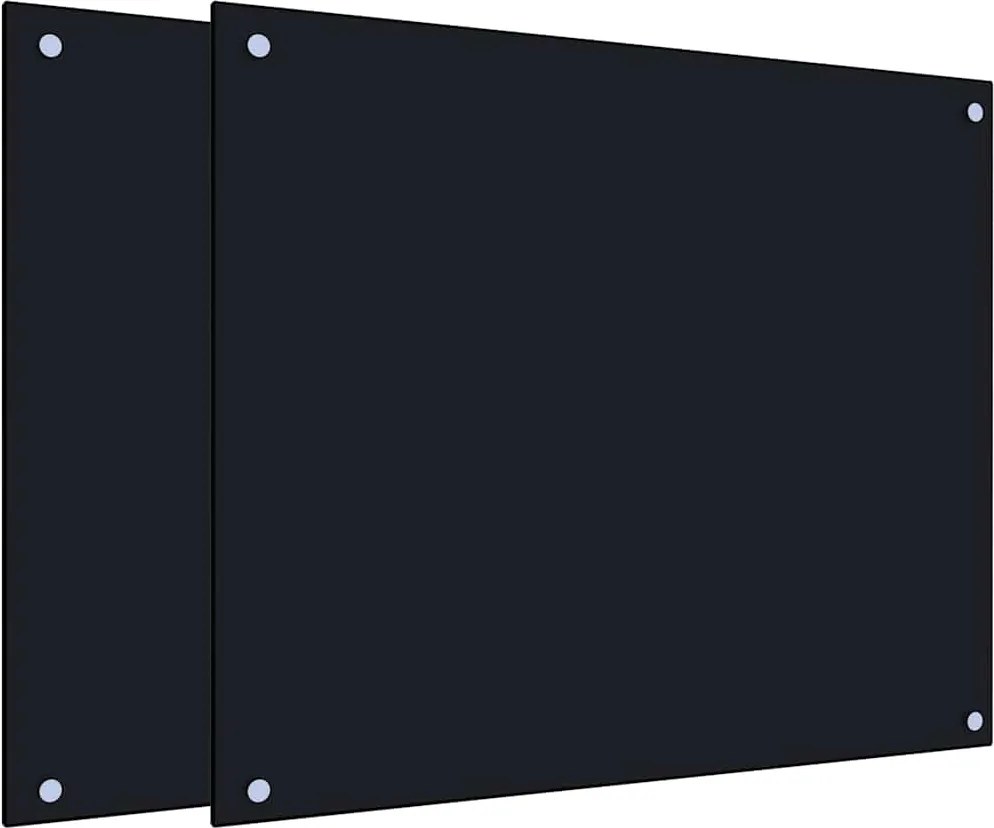 Kuchyňské panely 2 ks černé 70 x 60 cm tvrzené sklo 3315797