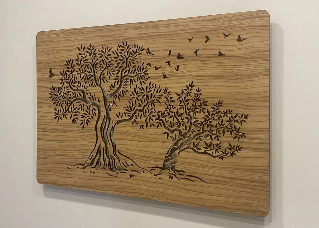 Li-Go "Dvě olivy" světelný obraz 230V 90x62cm provedení povrchu: dub světlý