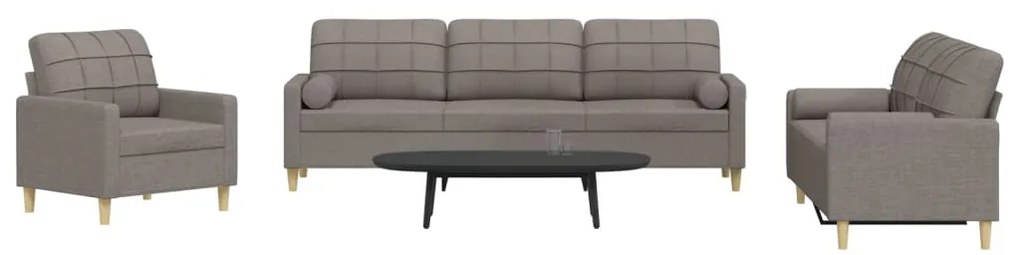3dílná sedací souprava s polštáři taupe textil 3278310