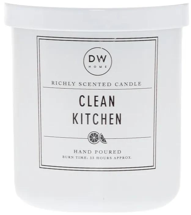 dw HOME Vonná svíčka ve skle Clean Kitchen 255 g, bílá barva, sklo, vosk