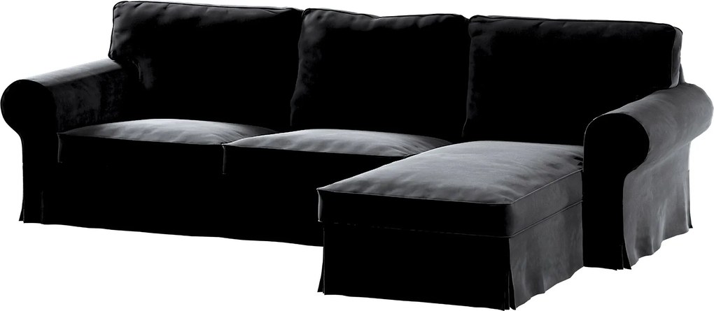 Potah na pohovku IKEA Ektorp 2-místná s lenoškou barva černá látka lesklé, sametová