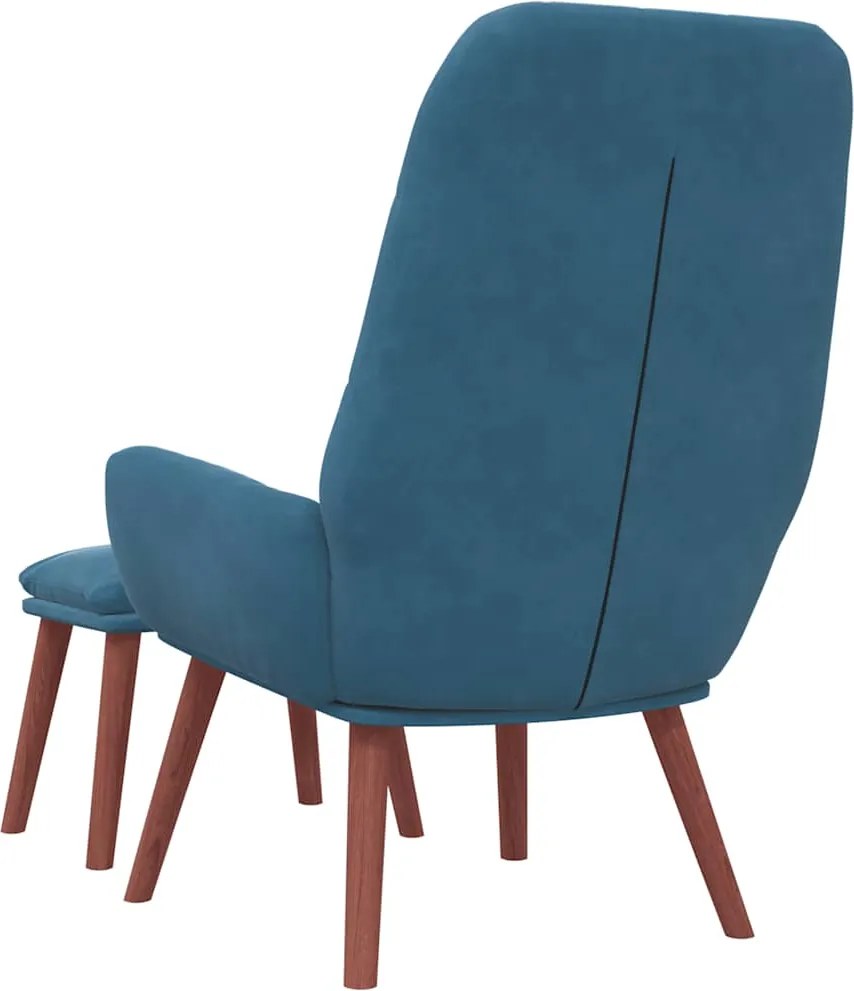 Relaxační křeslo s podnožkou modré samet 3315148