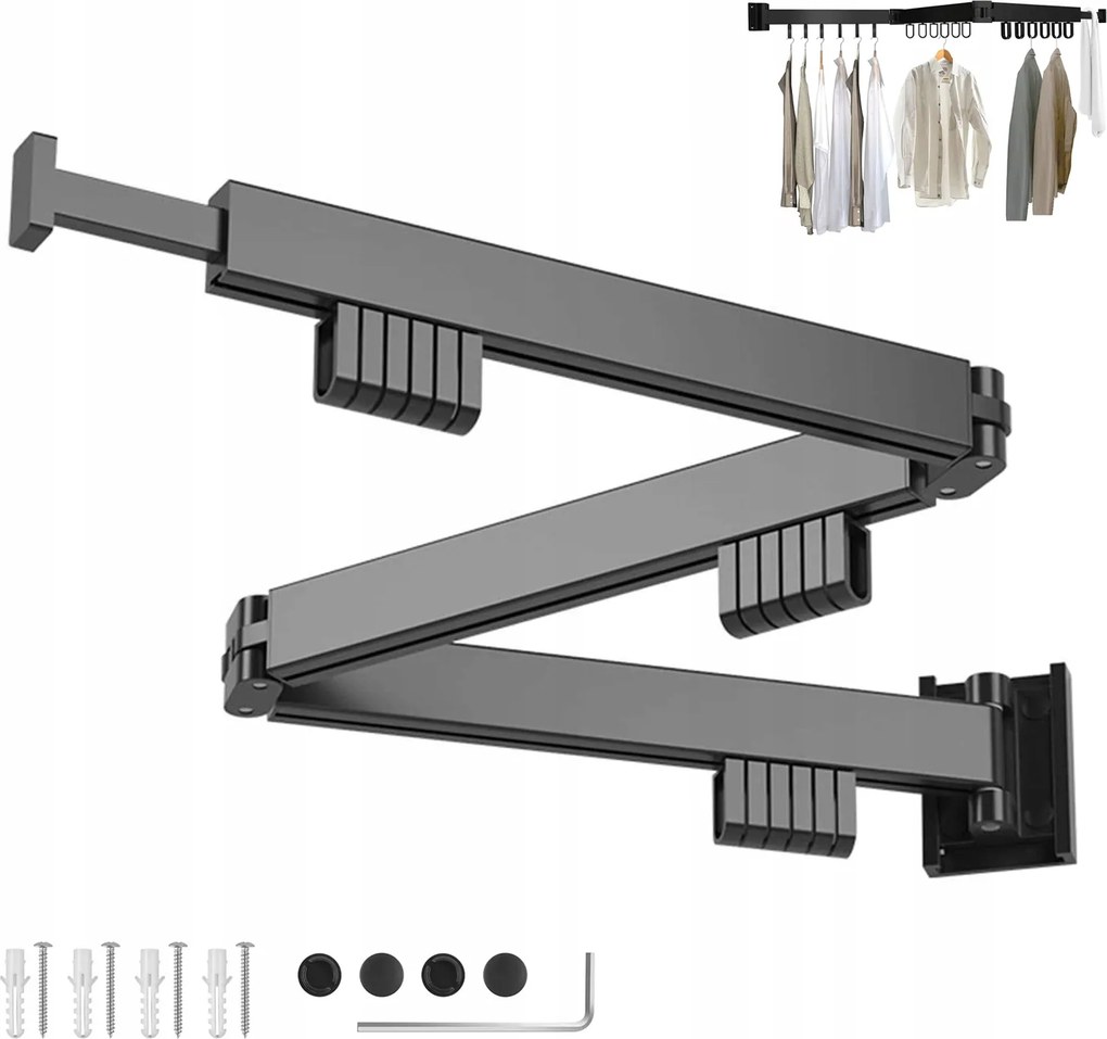 120 CM Věšák Na Oblečení Montovaný Na Stěnu, Skládací Věšák Z Hliníku