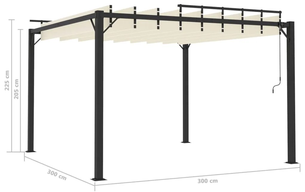 Marketos Altán s lamelovou střechou 3 x 3 m krémová tkanina a hliník