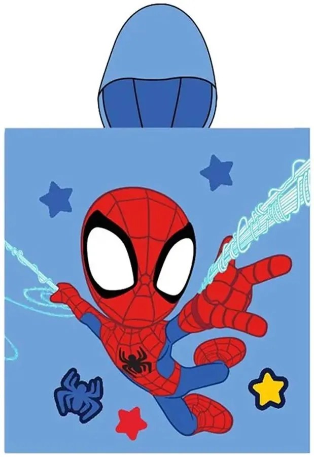 Dětské plážové pončo - bavlněná osuška s kapucí Spidey - 100% bavlna - 55 x 110 cm - pre deti od 3 do 6 rokov