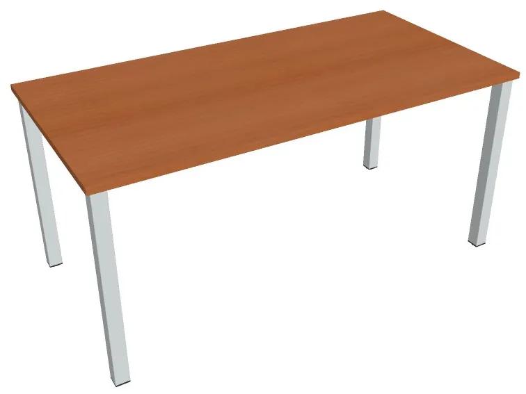 Stůl jednací rovný 160 cm - Hobis Uni UJ 1600 Dekor stolové desky: třešeň, Barva nohou: Stříbrná