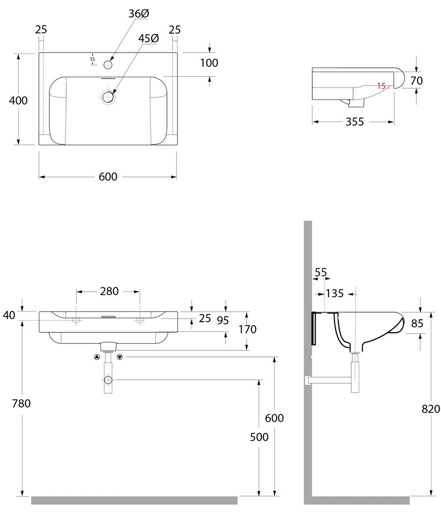 Kerasan, INKA keramické umyvadlo 60x40cm, bílá, 341101