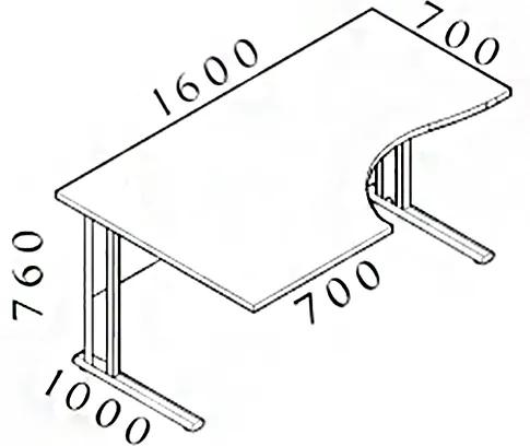 Ergonomický stůl Visio 160 x 100 cm, levý / Javor