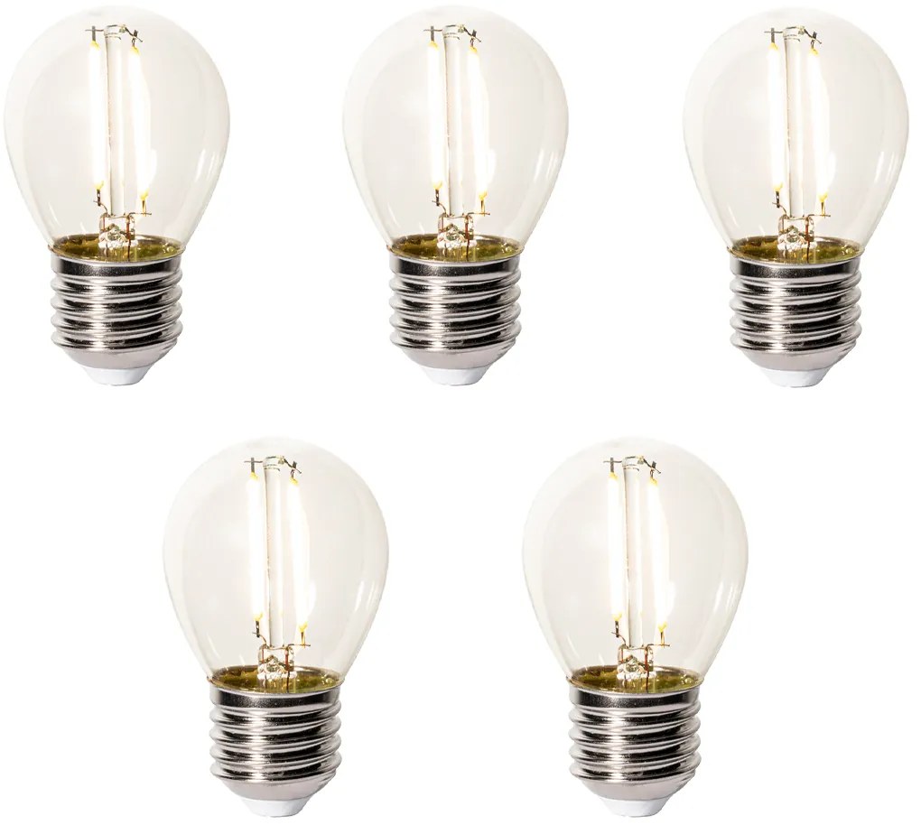 Sada 5 stmívatelných LED žárovek E27 P45 čiré sklo 3W 350 lm 2200K
