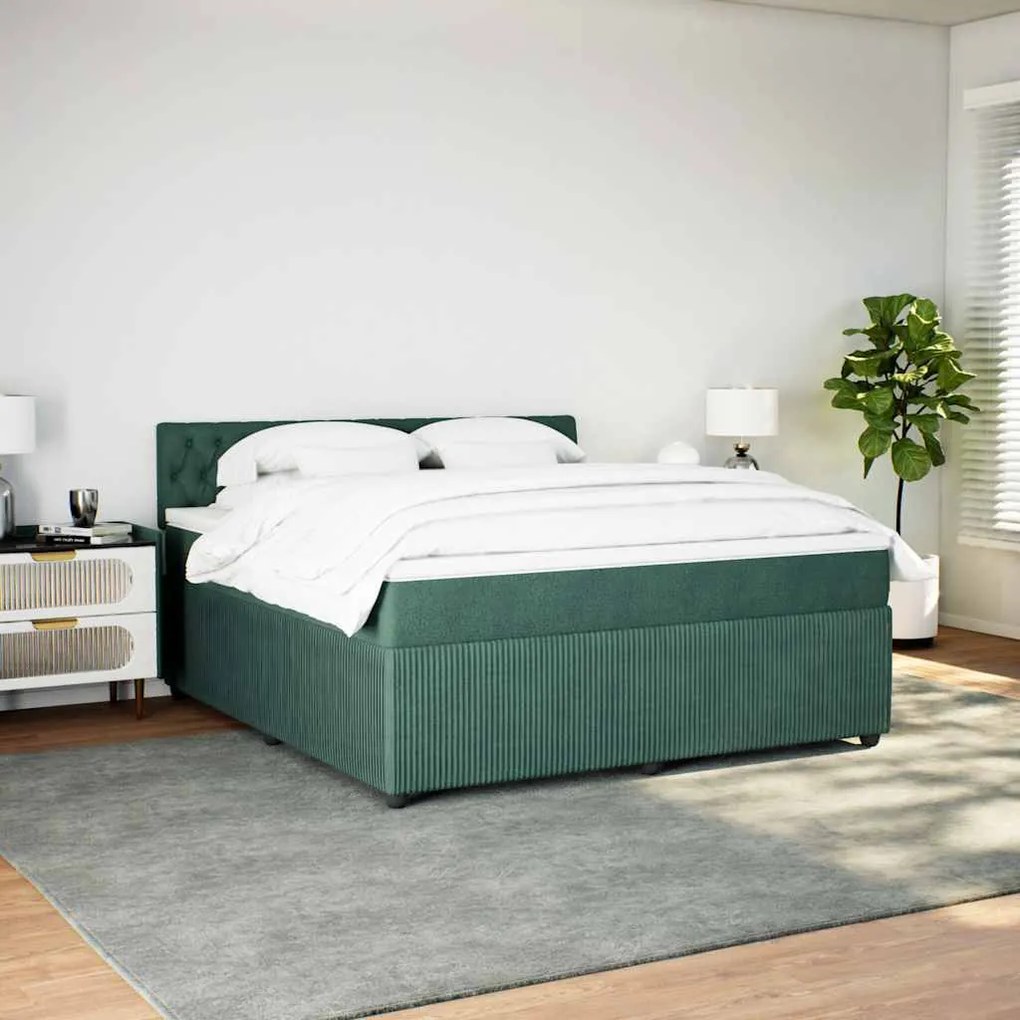 Box spring postel s matrací tmavě zelená 180x200 cm samet 3290115