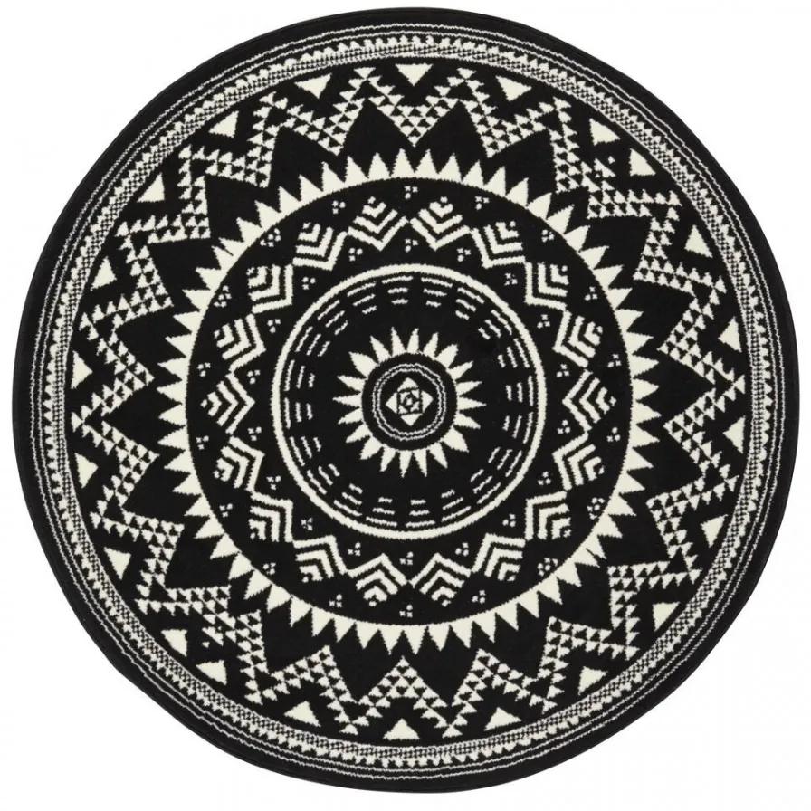Hans Home | Kusový koberec Celebration 103441 Valencia Black kruh - 140x140 (průměr) kruh