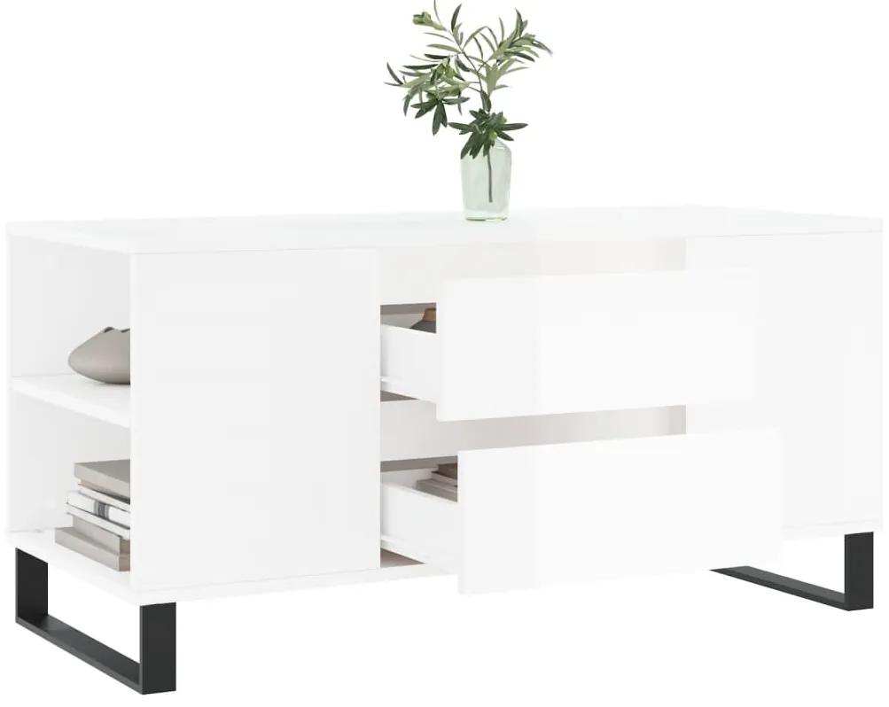 Konferenční stolek lesklý bílý 102x44,5x50 cm kompozitní dřevo - Default Title