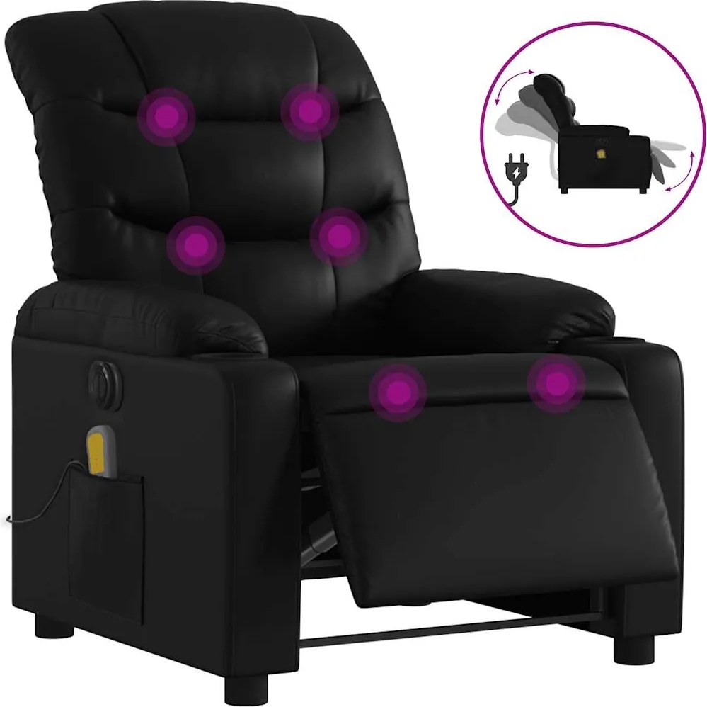 Elektrické masážní polohovací křeslo černé umělá kůže 3206592